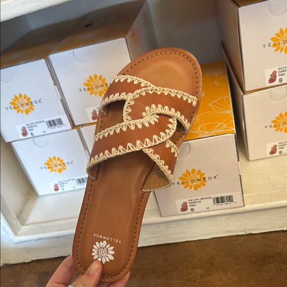 Yellow Box | Shoes | Yellow Box Tan And Cream Sandals With Braided ...